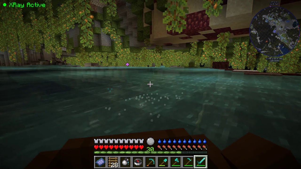 [Minecraft] Beautiful Lush Cave River - YouTube