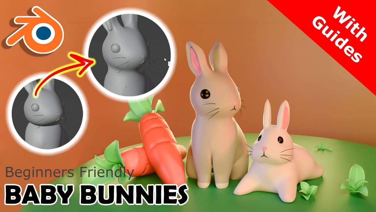 BUNNIES (With Guides) - BLENDER 3D MODELING 068 - YouTube