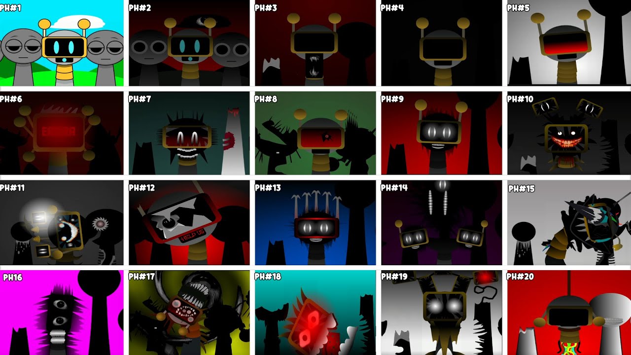 ALL FUNBOT IN SPRUNKI INCREDIBOX - PHASE 1 VS ... PHASE 20 - YouTube