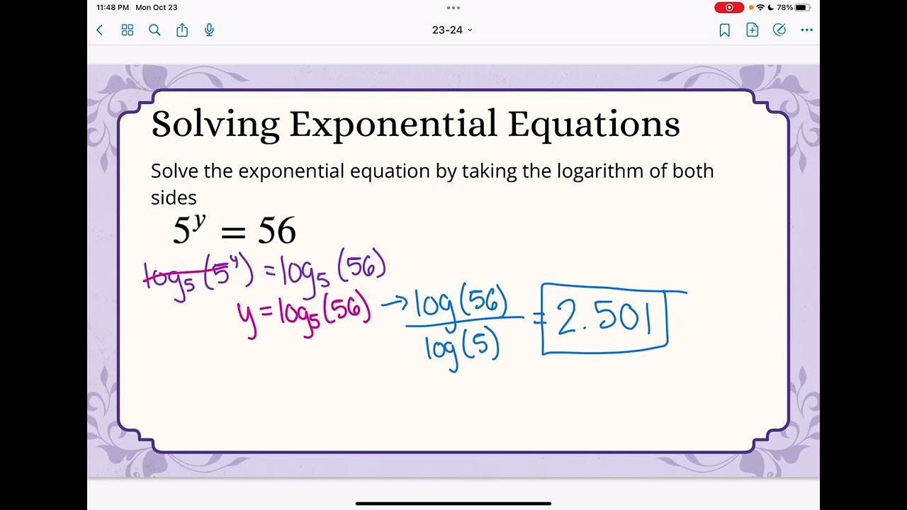 Solving Exponential Equations w/ Logs - YouTube