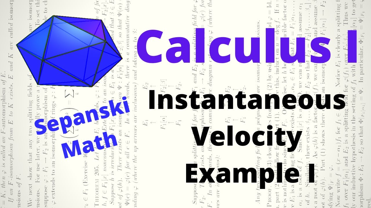 Instantaneous Velocity Example, Calculus 1 - YouTube