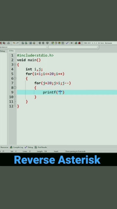 C program to print reverse star pattern #code #clanguage - YouTube