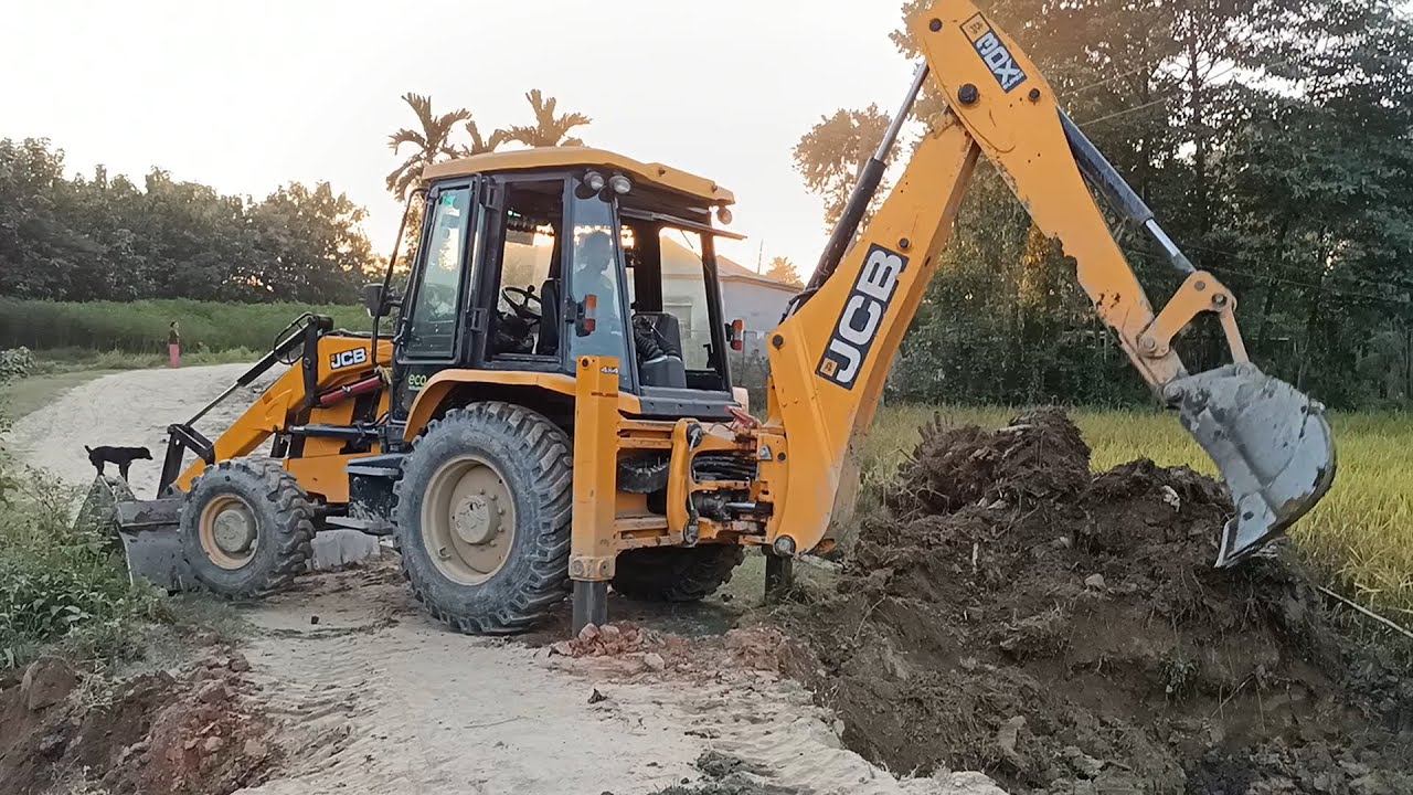 JCB 3DX Making Drain To Pass Water - JCB Working For Village Road ...