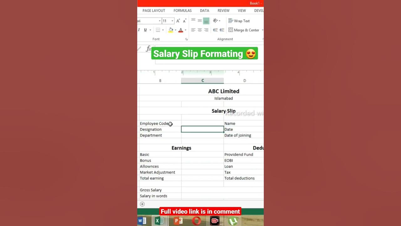 Salary Slip In Excel 😍 Excelsolutions Advancedexcel Exceltricks Onlineearning Shorts