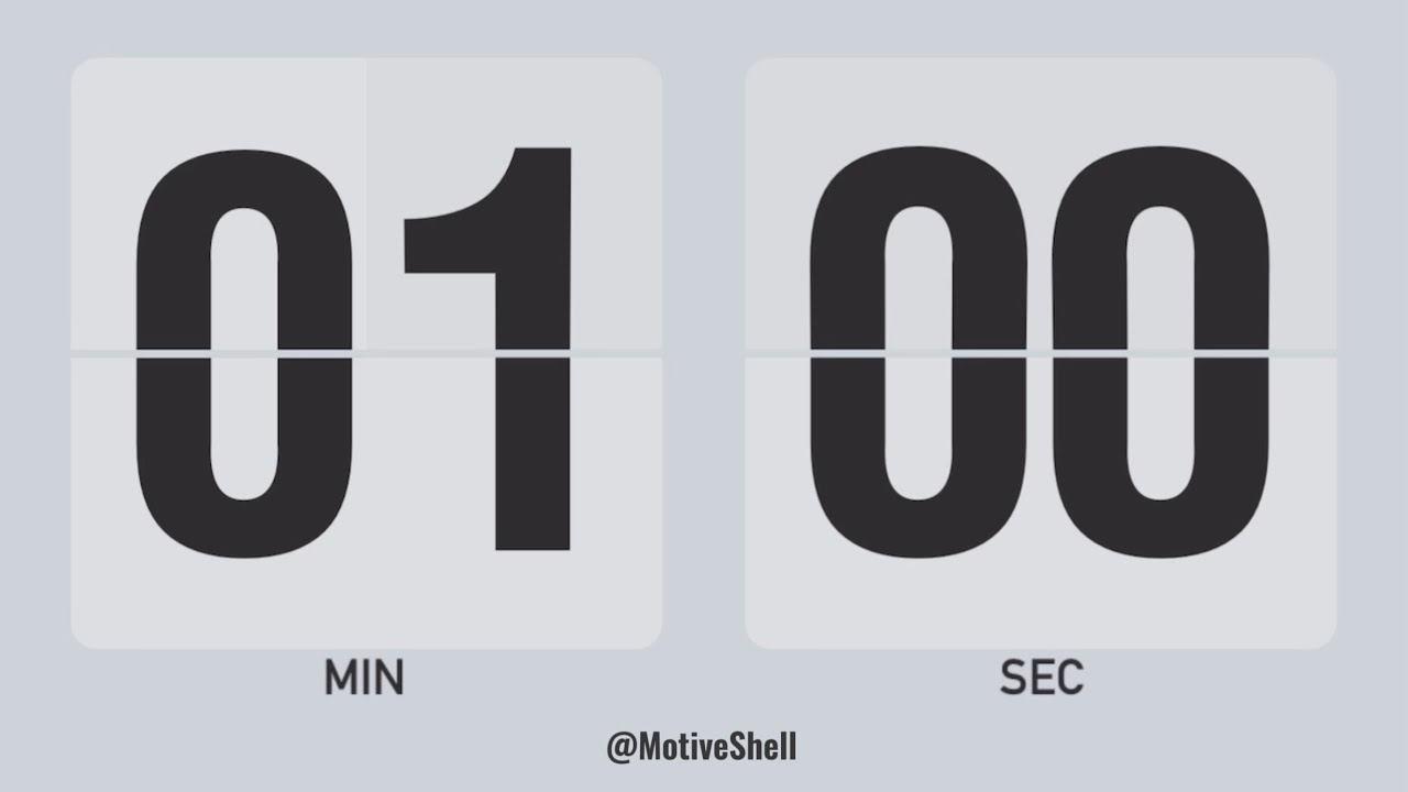 1 minute countdown - white flip clock - YouTube