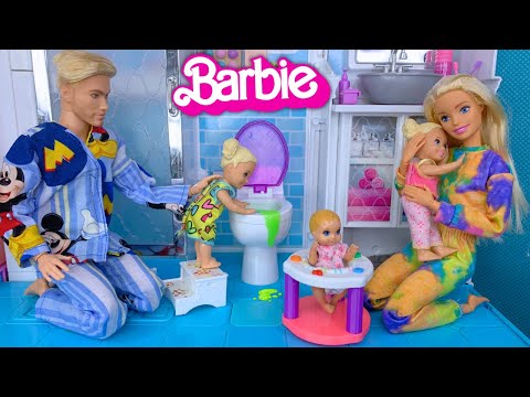 Barbie & Ken Doll Family Toddler Twins Get Well Routine