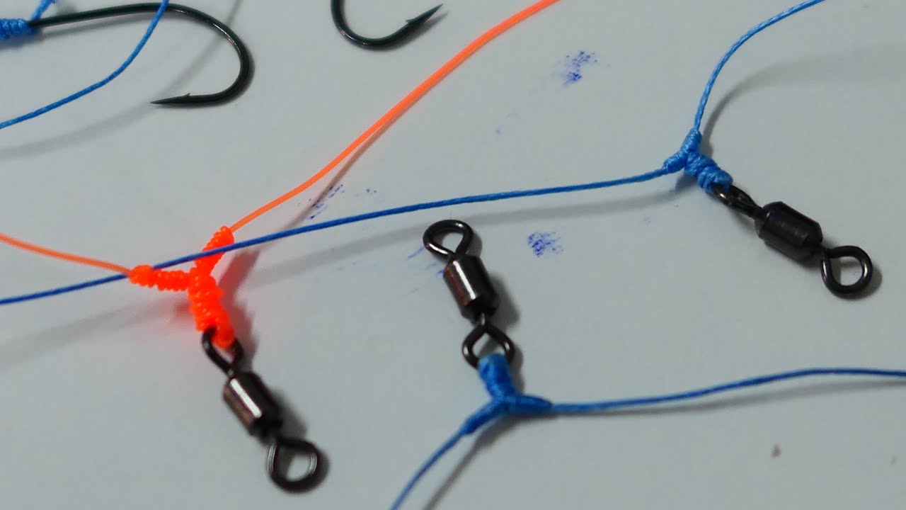 How To Tie T Knot Rig - DIY Fishing /ผูกเบ็ด 2 ขอให้ห่างกันแบบลูกหมุน ...