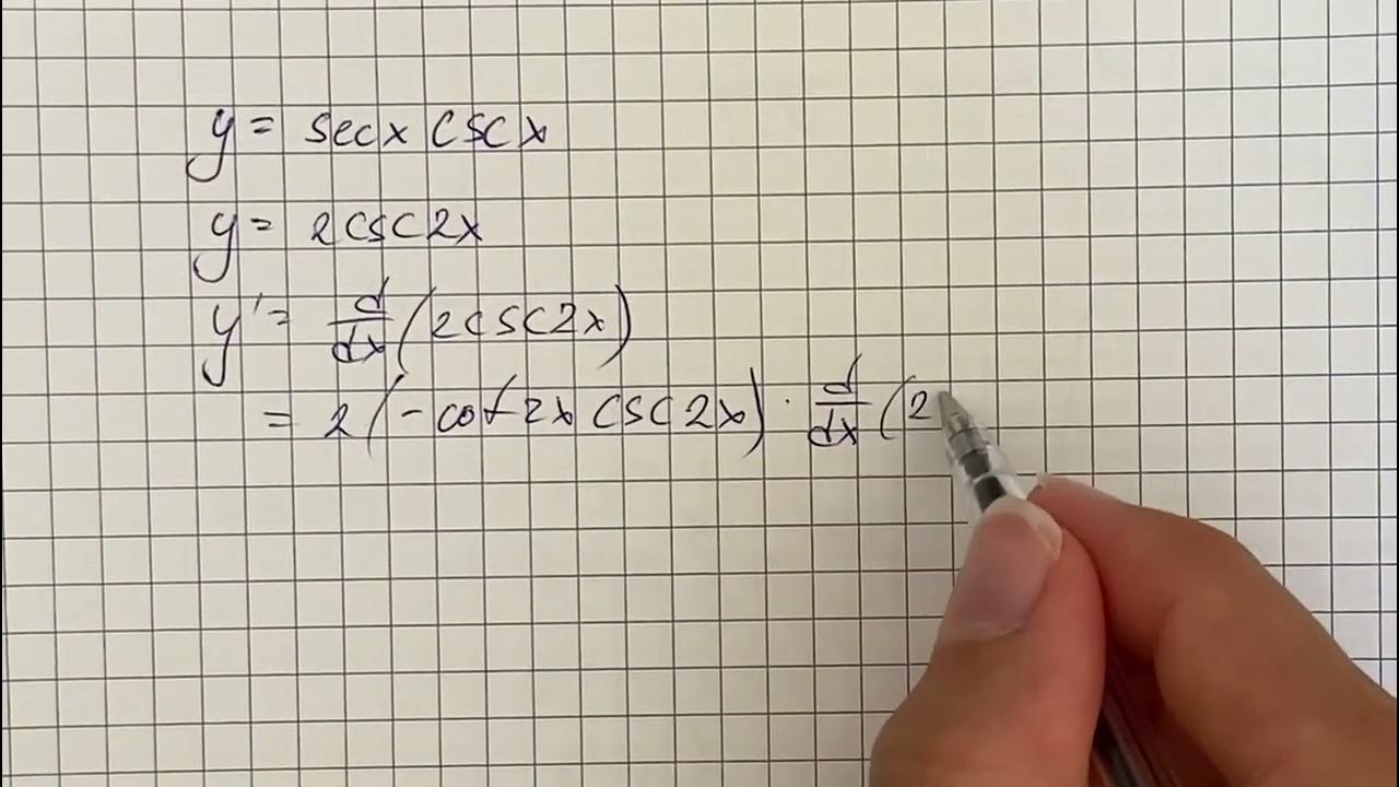 Derivatives involving sec x and csc x Find the derivative of y=sec x csc x | Plainmath - YouTube