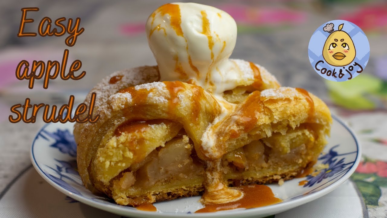 Easy Homemade Apple Strudel Recipe with ice cream and caramel - YouTube