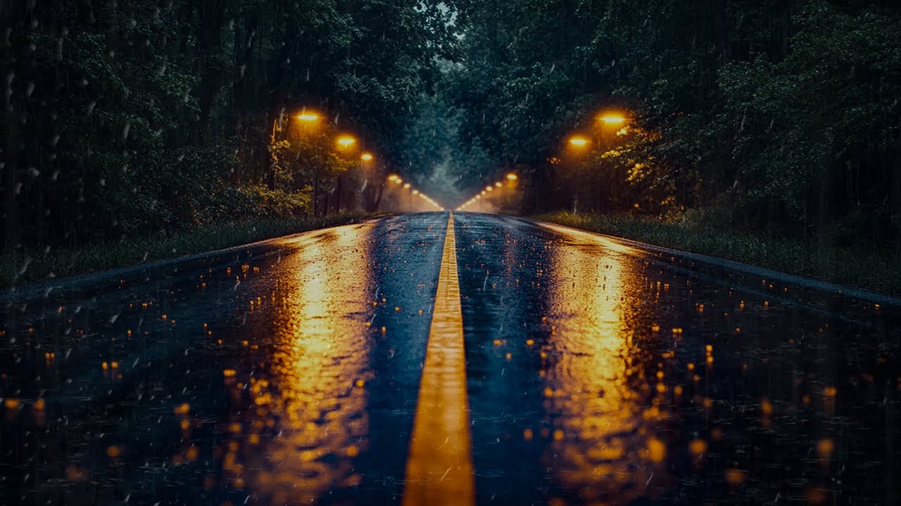 HEAVY RAIN on Road at Night to Sleep FAST, Rain no Thunder to Relax ...