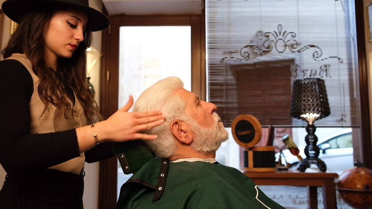 ASMR 💈 LADY BARBER & IL TONSOR “the grandfather boss” #asmr #barbershop ...
