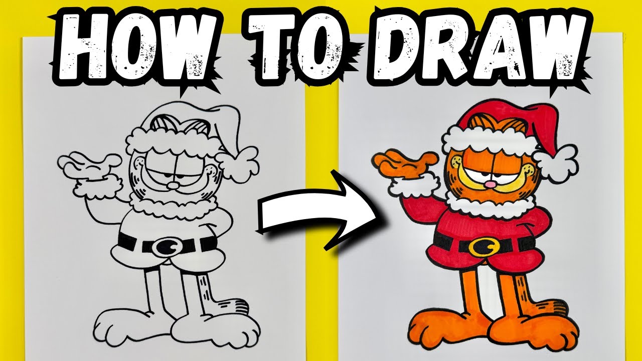 How To Draw Christmas Garfield - YouTube