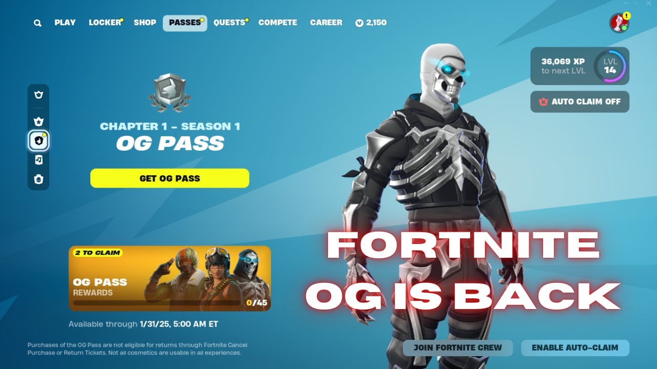 Fortnite OG Pass Chapter 1 Season 1 - YouTube