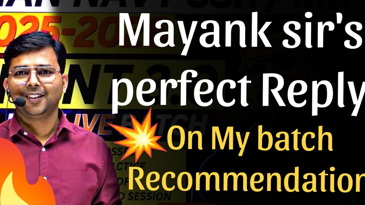 Mayank Sir's Perfect Reply on my Recommendation 🔥 ️jai ho institute #mayank sir - YouTube