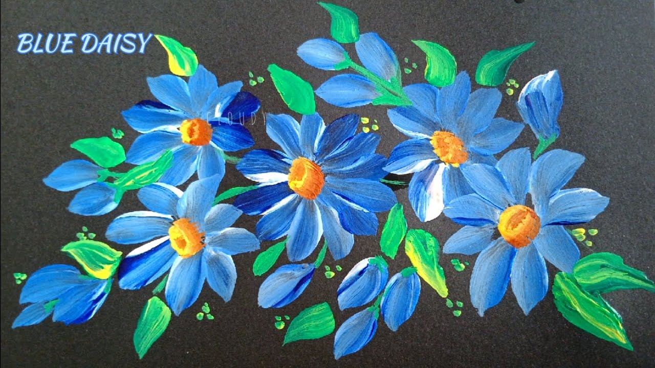 STROKE PAINTING BLUE DAISY| STEP-BY-STEP TUTORIAL | LEVEL EASY - YouTube