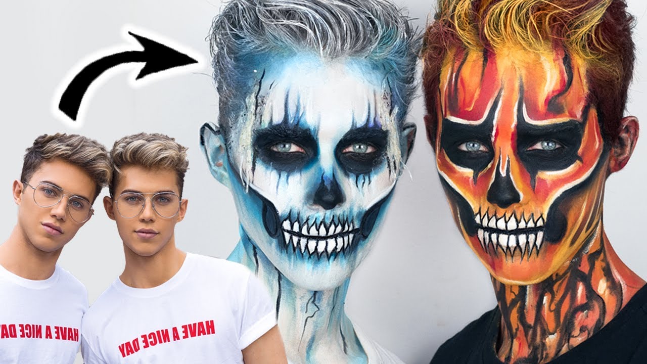 HALLOWEEN FIRE & ICE SKULL MAKEUP TRANSFORMATION - YouTube