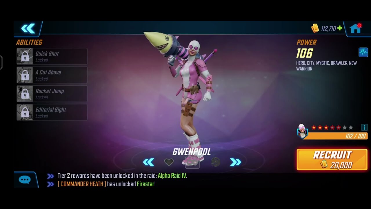 Gwenpool unlocking | marvel strike force | milestone | random number ...