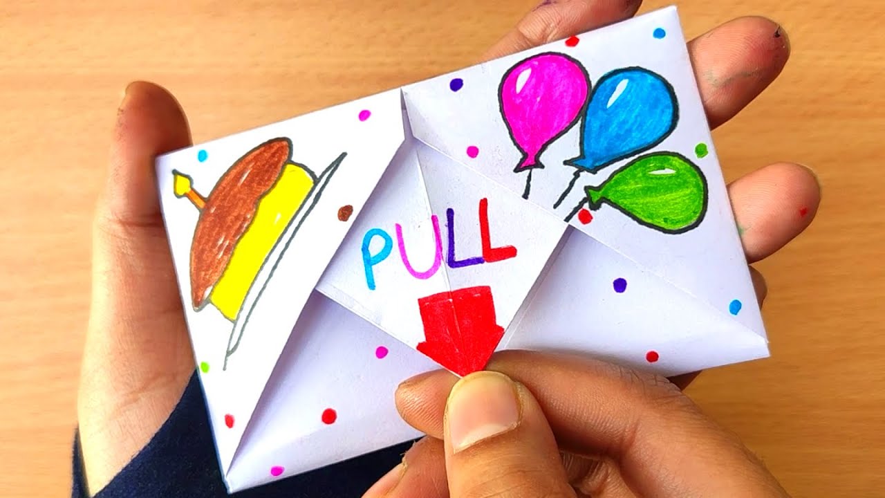 DIY - Pull Tab Origami Envelope Card || Letter Folding Origami || # ...