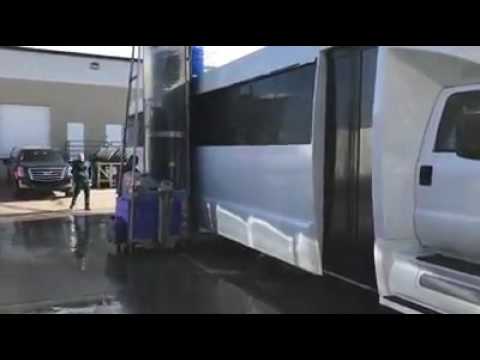 LOOK! Coolest bus & limo car wash on wheels - YouTube