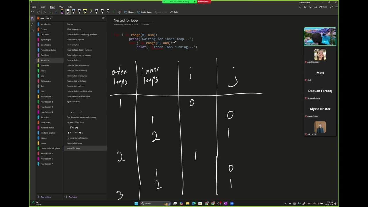 021925 COSC 1336 Python nested for loop - YouTube