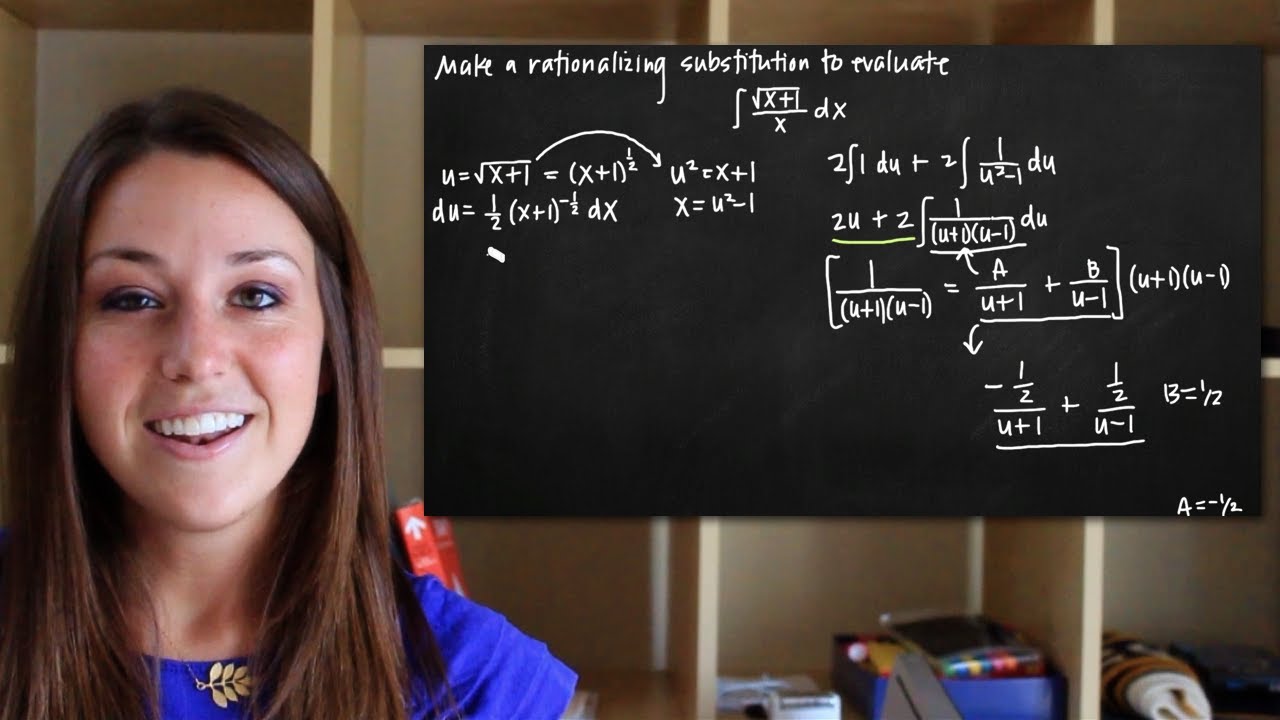 Partial fractions, rationalizing substitution (KristaKingMath) - YouTube