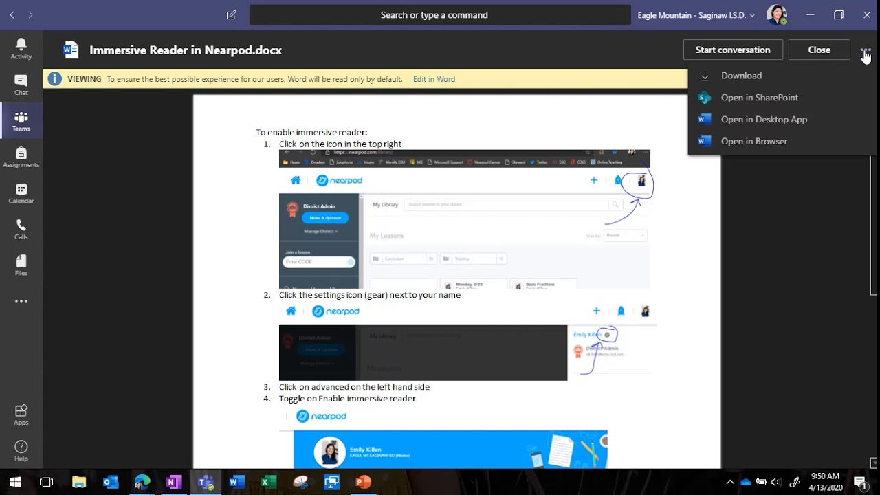 Immersive Reader in Files in Teams - YouTube
