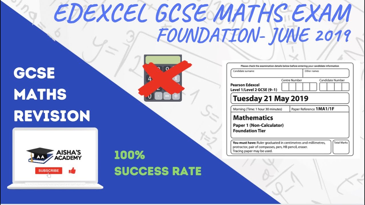 GCSE FOUNDATION MATHS EDEXCEL PAPER 1 JUNE 2019 | Walkthrough and ...