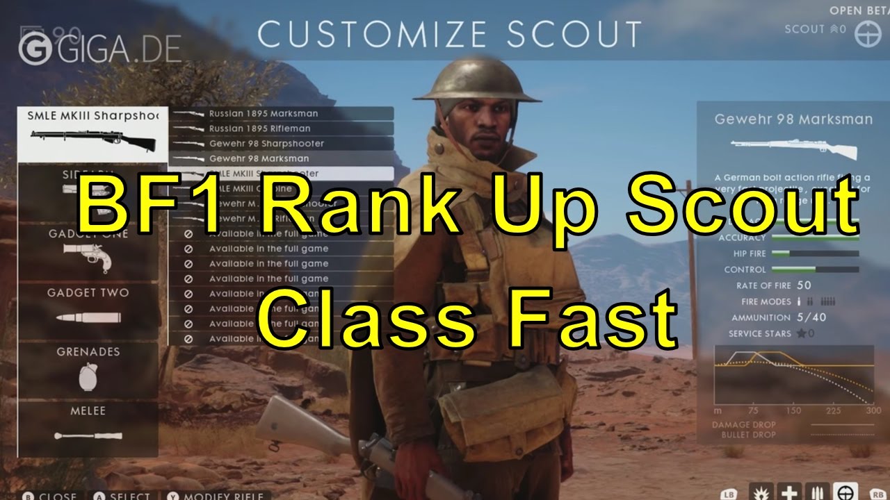 Battlefield 1- How To Rank Up Scout Class Quickly! Get To Rank 10 - YouTube