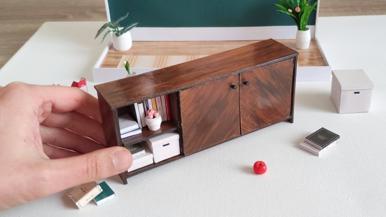 Miniature paper sideboard with display box | Paper dollhouse DIY - YouTube