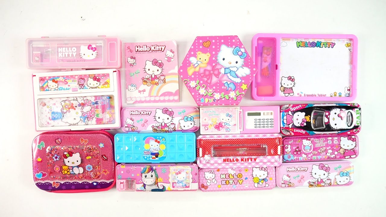 cute stationery set of hello kitty pencil box - YouTube