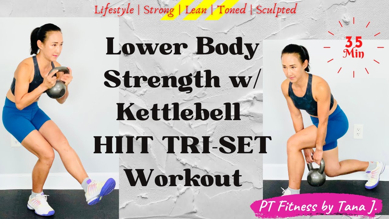 Lower Body Strength with One Kettlebell HIIT TRI-SET Workout at Home ...