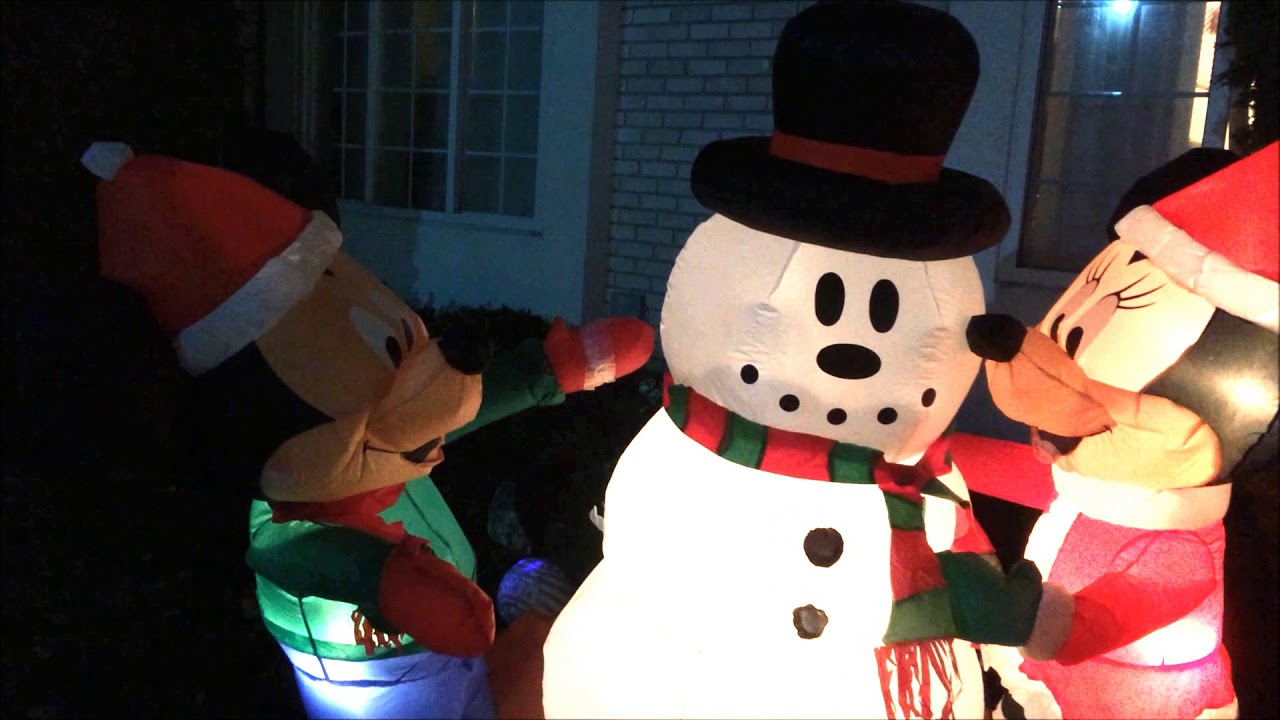 Mickey Minnie Snowman Airblown Inflatable Christmas Scene - YouTube