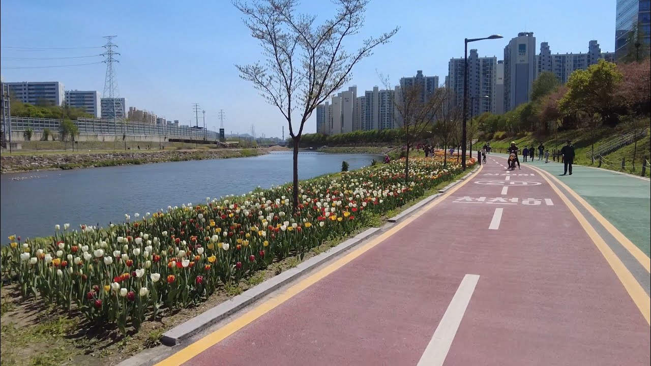 [4k] Riding at jungnangcheon Stream Bicycle Road, Dobong-Gu Seoul 2023 ...