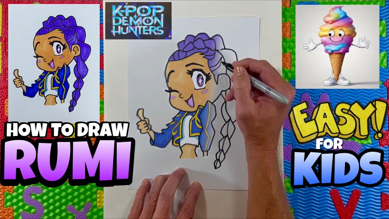 How to Draw Rumi | K-Pop Demon Hunters | Easy for Kids | Beginner Art ...