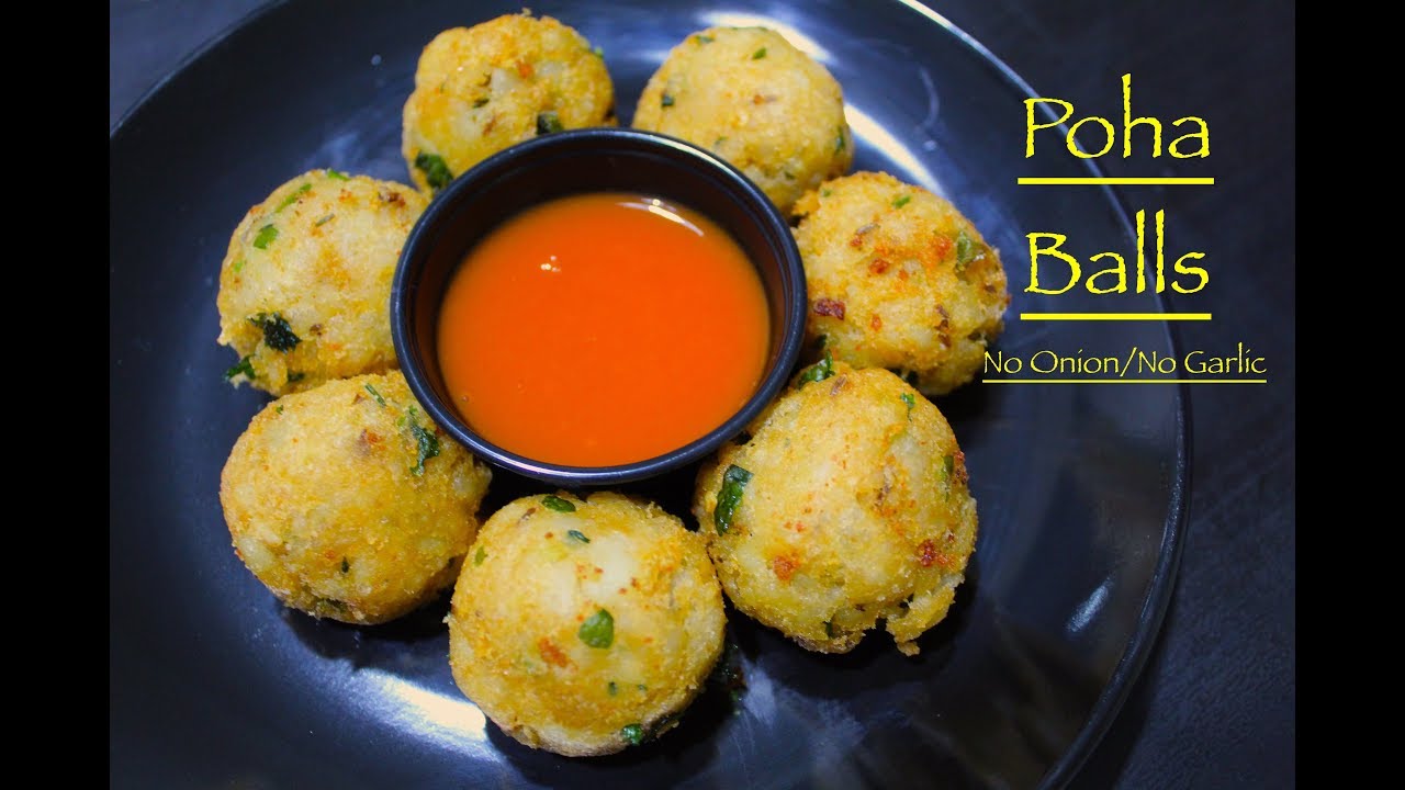 Fried balls with Flattened Rice | Poha balls | Indian snack | Instant ...