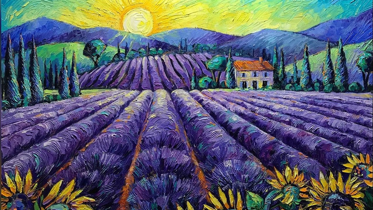 Palette knife oil painting of Provence France by Mona Edulesco ...