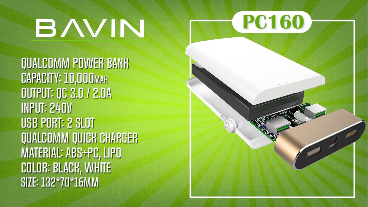 BAVIN SLIM POWER BANK PC160 - YouTube