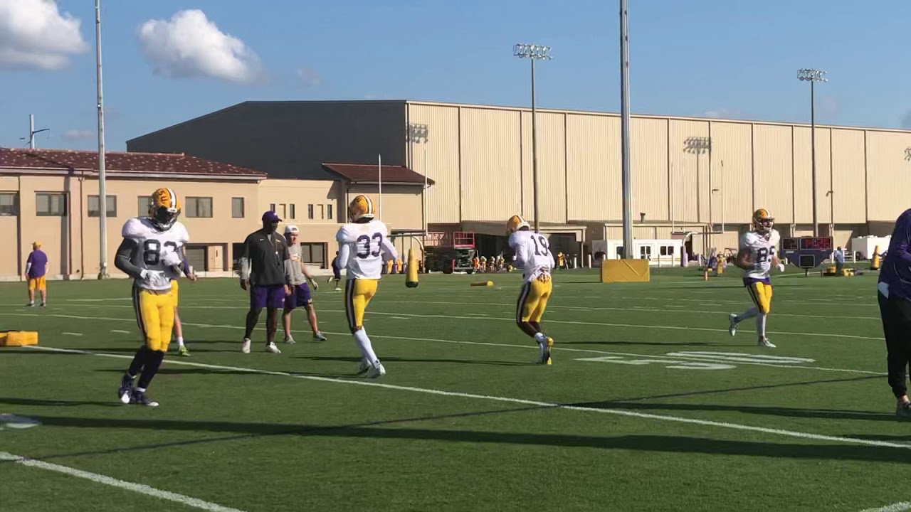 LSU WR footwork drill practice 2 Florida game week - YouTube
