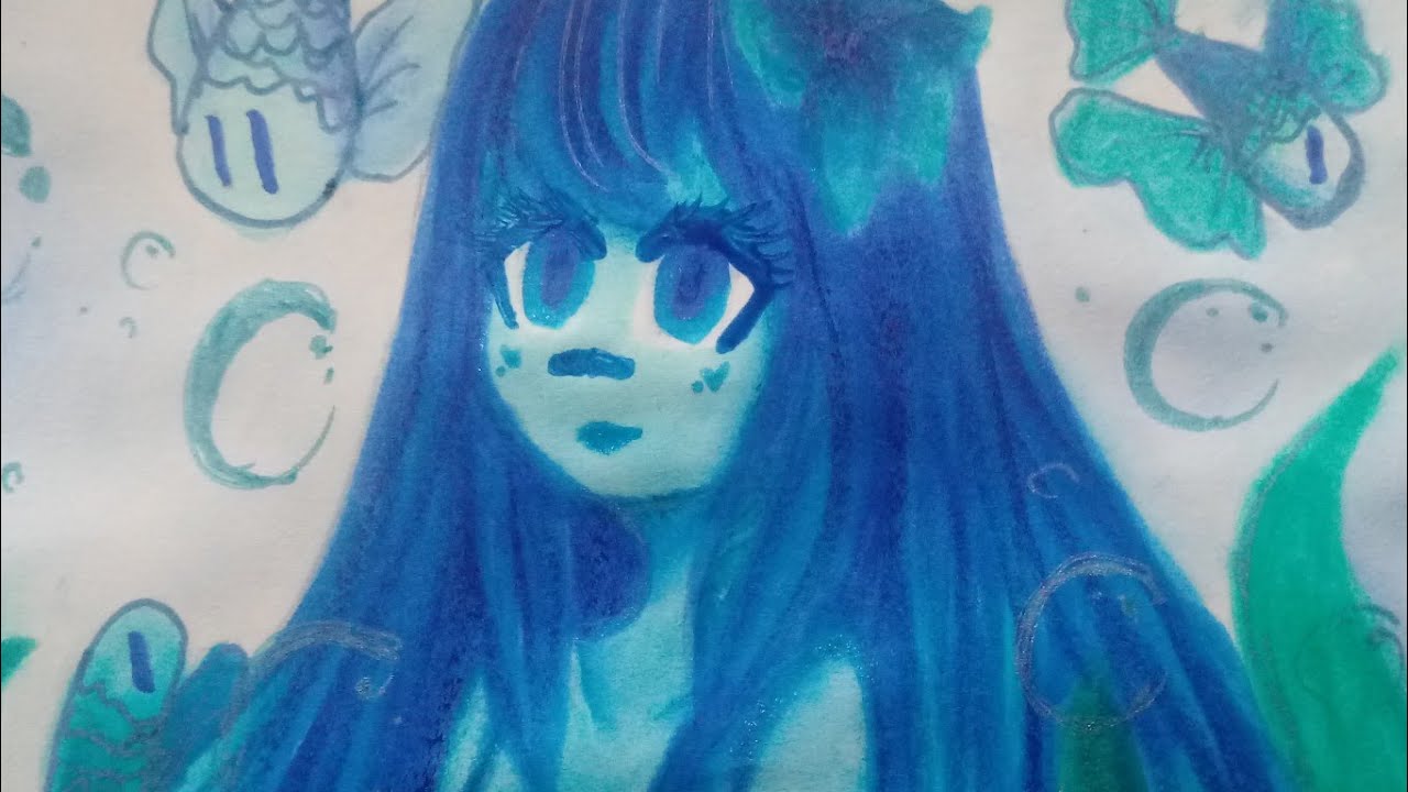 Dibujo con todos mis materiales color azul!💙 - YouTube