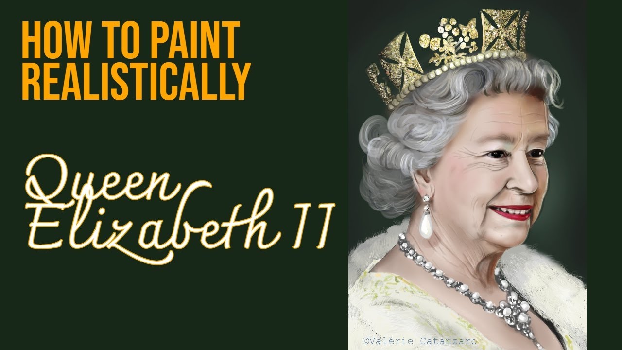 Realistic DIGITAL portrait 👑 Queen Elizabeth II painting - YouTube