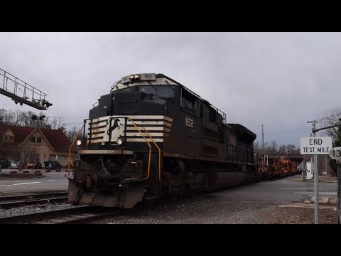 Catching a Norfolk Southern Welded Rail Train. NS 912 in Asheville, N.C. Area + under train shot ...