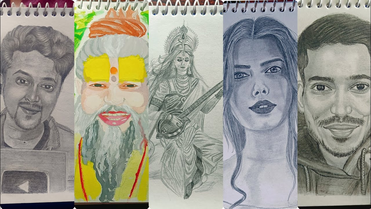 5 different sketch in 1 video #youtube #art #trending #youtubevideos # ...