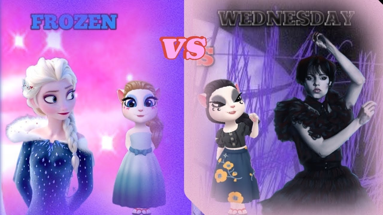 Frozen of Elsa 💙 vs wednesday Addams 🖤. My Talking Angela 2 mega battle ...