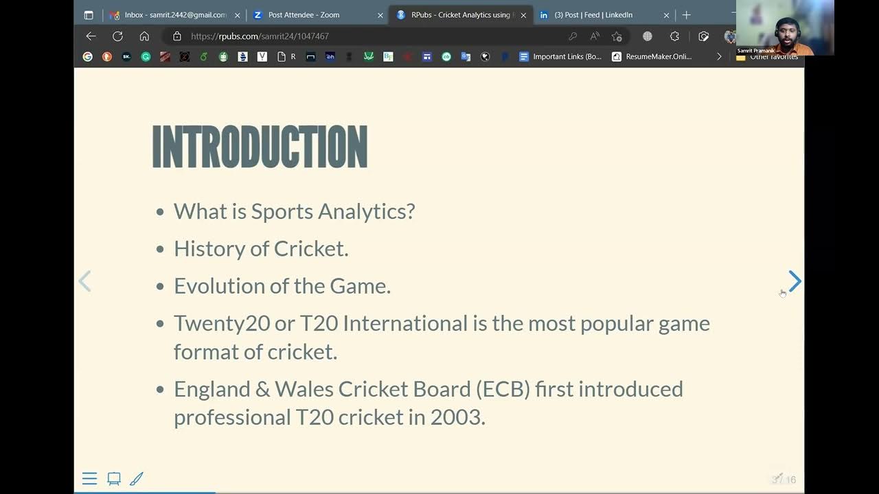 Cricket Analytics Using R By Samrit Pramanik Data Scientist At Genpact India Youtube