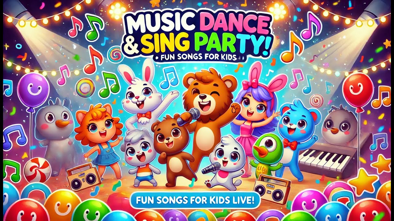 Music Dance & Sing Party! 🎉 Fun Songs for Kids LIVE! | Nursery Rhymes ...