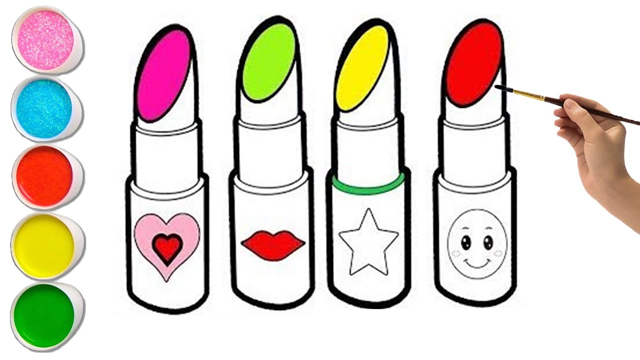 how to draw & colour a lipstick 💄| lipstick drawing | draw a colourful ...