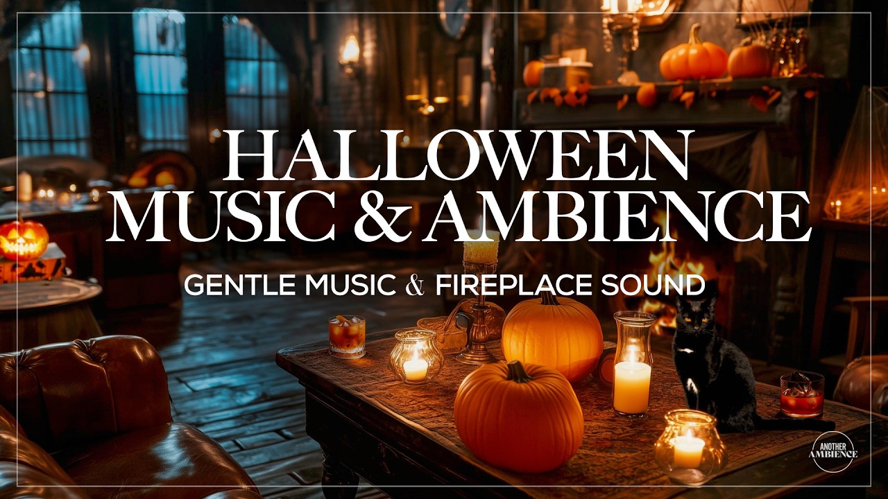 Halloween Ambience with Music | Relaxing Fireplace Sound & Cozy Fall ...