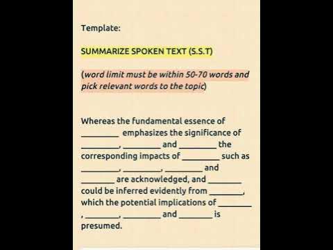 Summarize spoken text template / Pte listening #pte #ptetips #ptelistening #viral #shorts # ...
