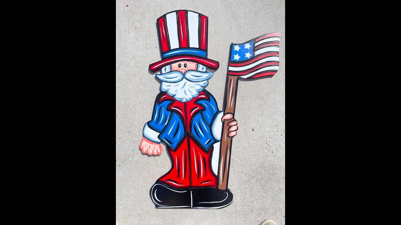 Learn how to paint Patriotic Uncle Sam Sign for Outdoor Display - YouTube