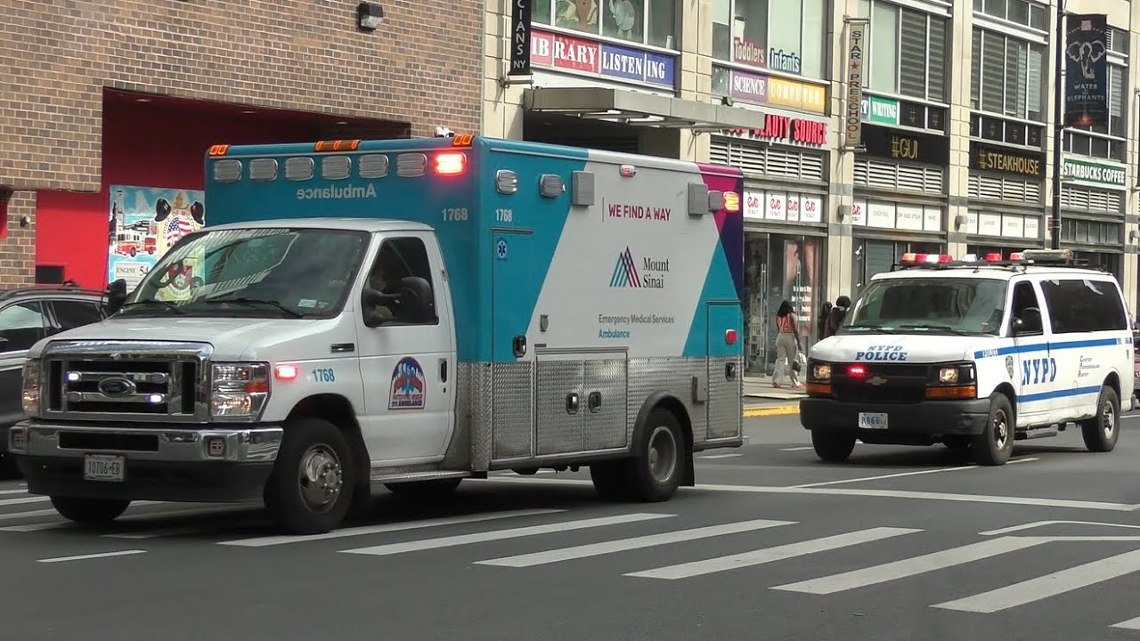 Mount Sinai EMS Ford E-450 Ambulance & NYPD Chevrolet Express Van ...